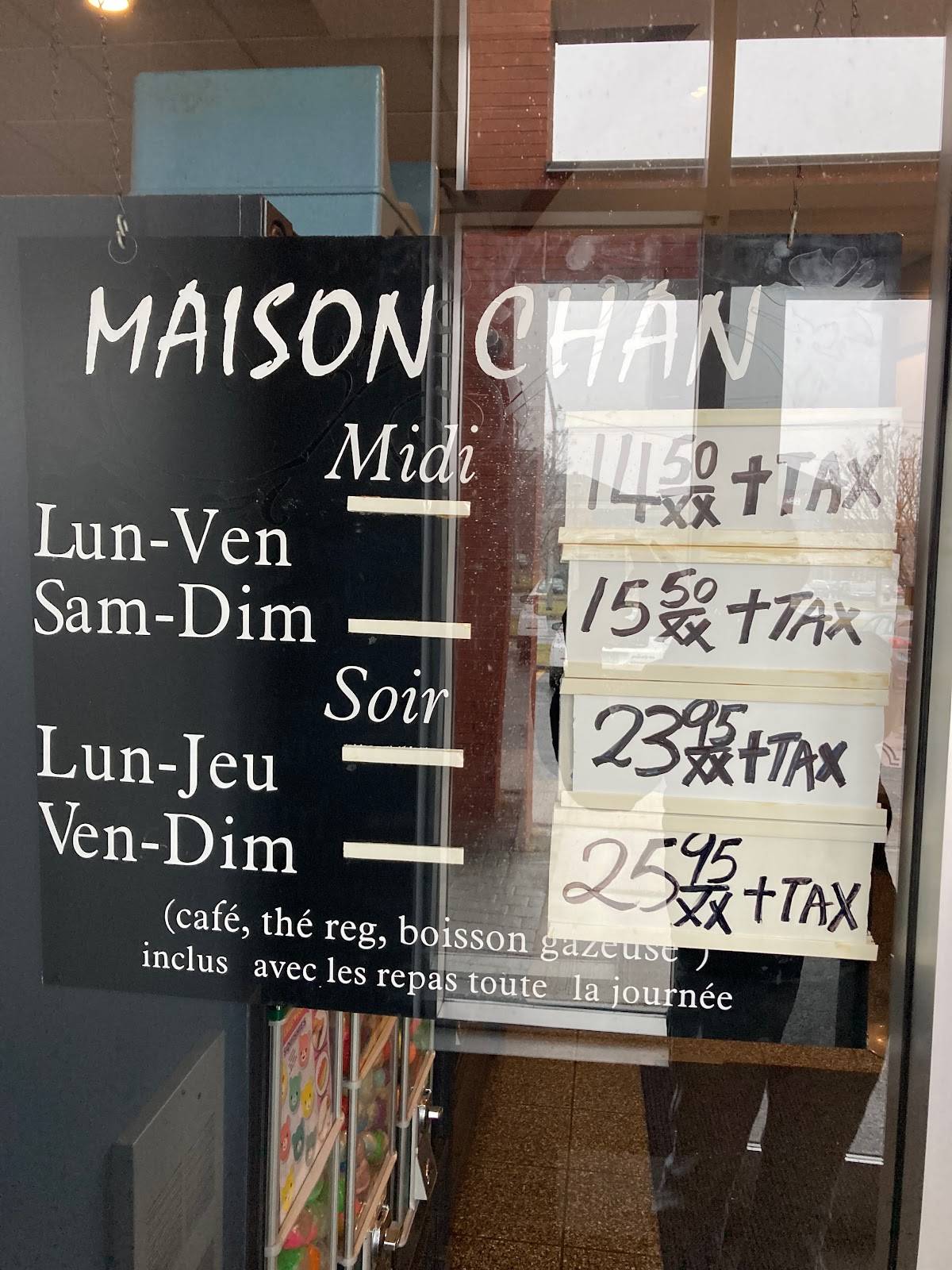 Menu au Restaurant Buffet Maison Chan, Mont-Saint-Hilaire