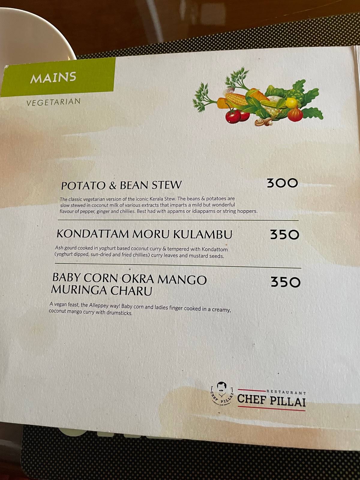 Menu at Restaurant Chef Pillai, Bengaluru