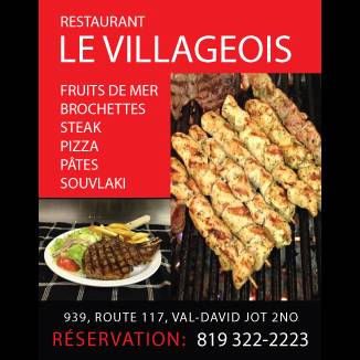 Menu au Restaurant le Villageois VAL-DAVID, Val-David
