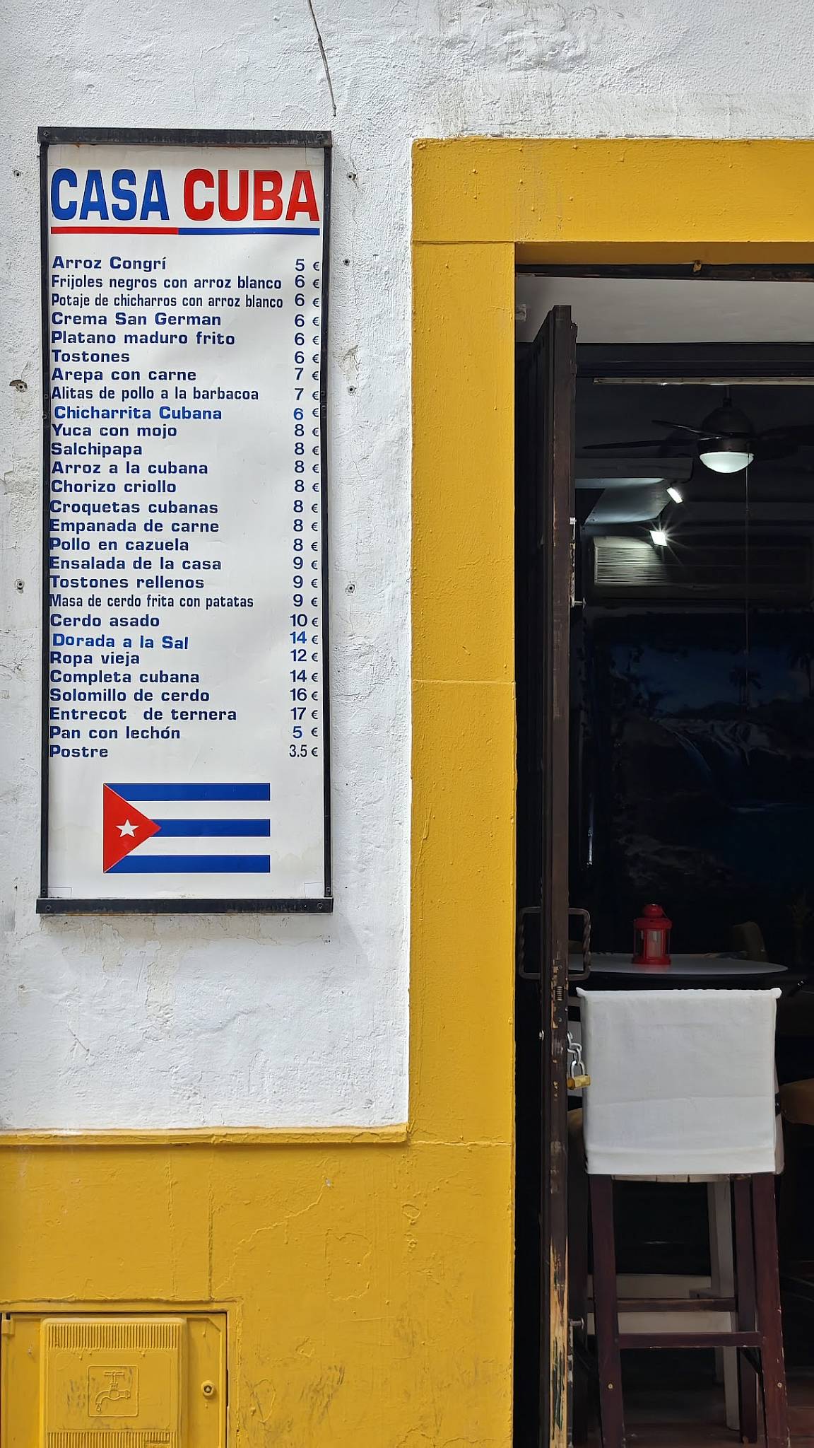 Carta de Restaurante Casa Cuba, Córdoba
