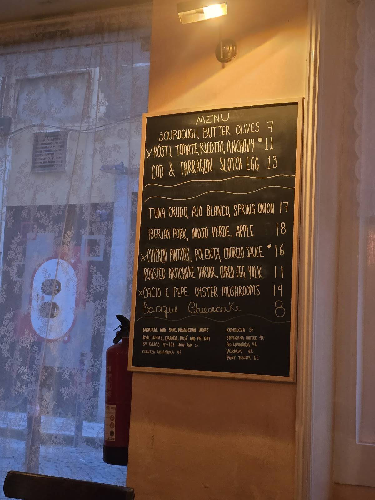 Menu at Rosetta's restaurant, Lisbon