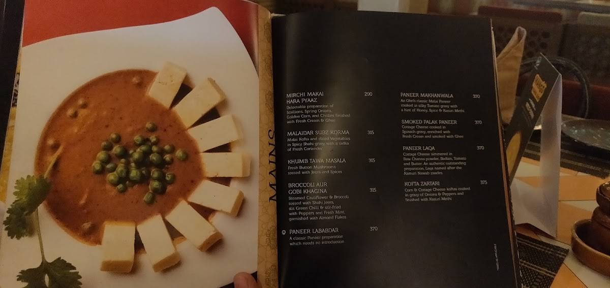Menu at Rubaiyat, Hyderabad
