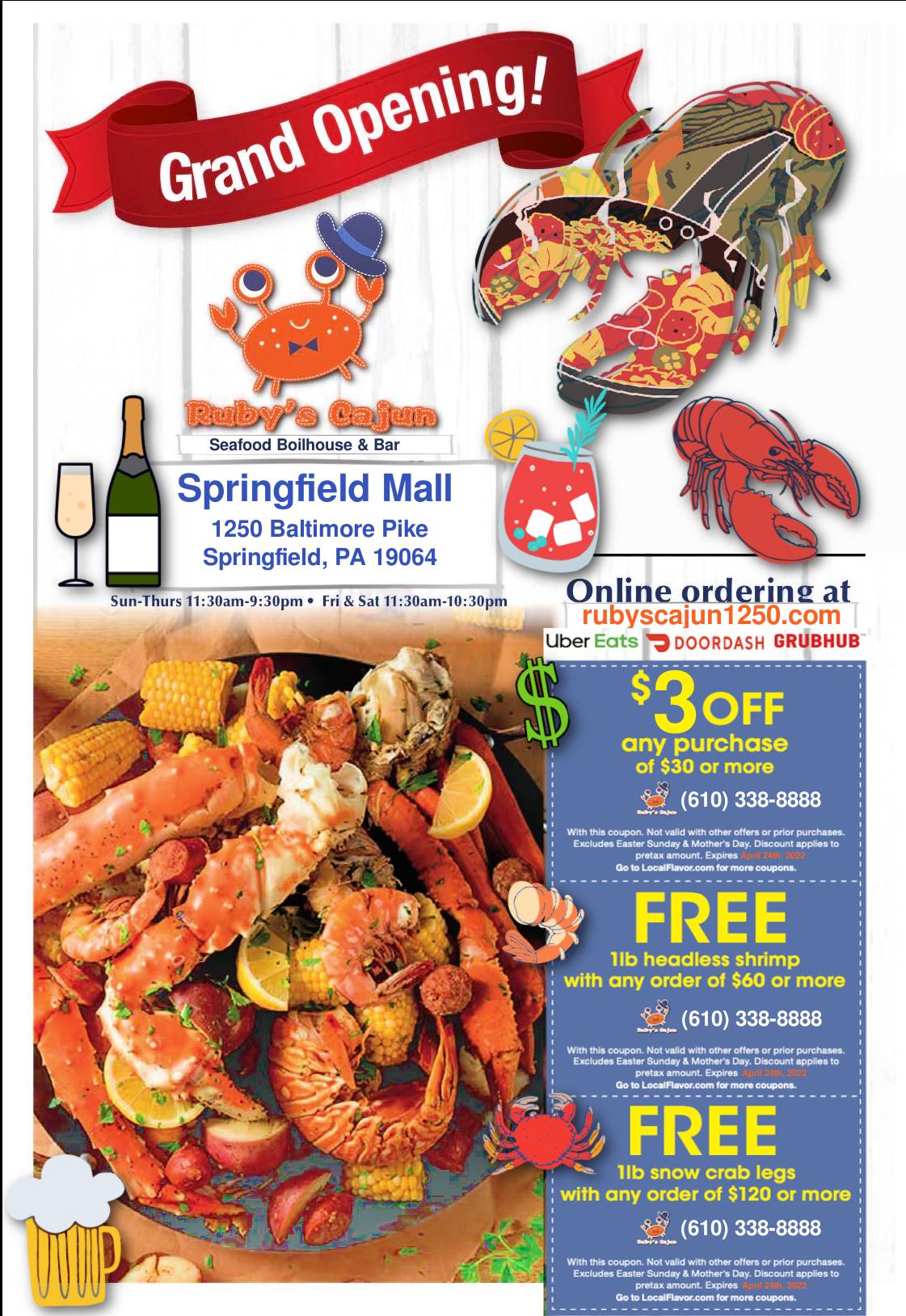 Menu at Ruby’s Cajun Seafood Boil & Bar, Springfield