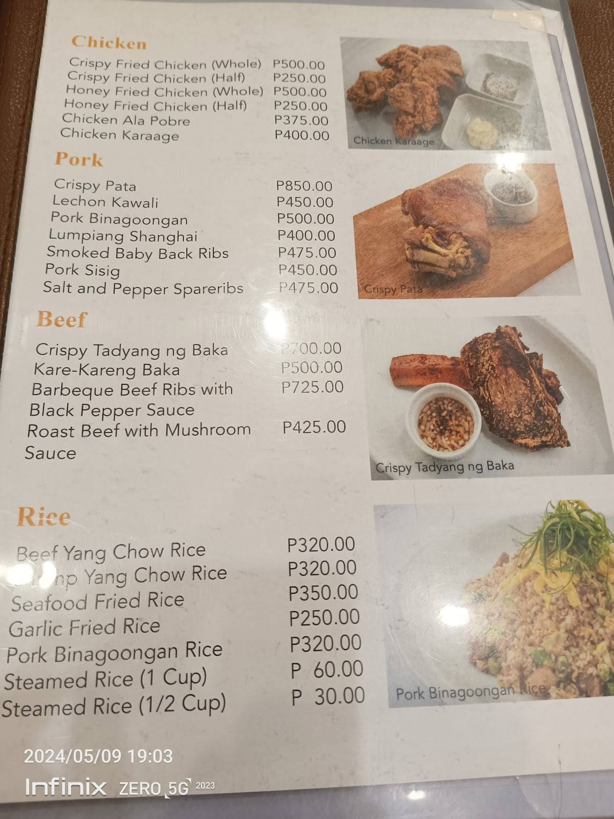 Menu at Rustica Tarlac City restaurant, Tarlac City, FJ42+92M
