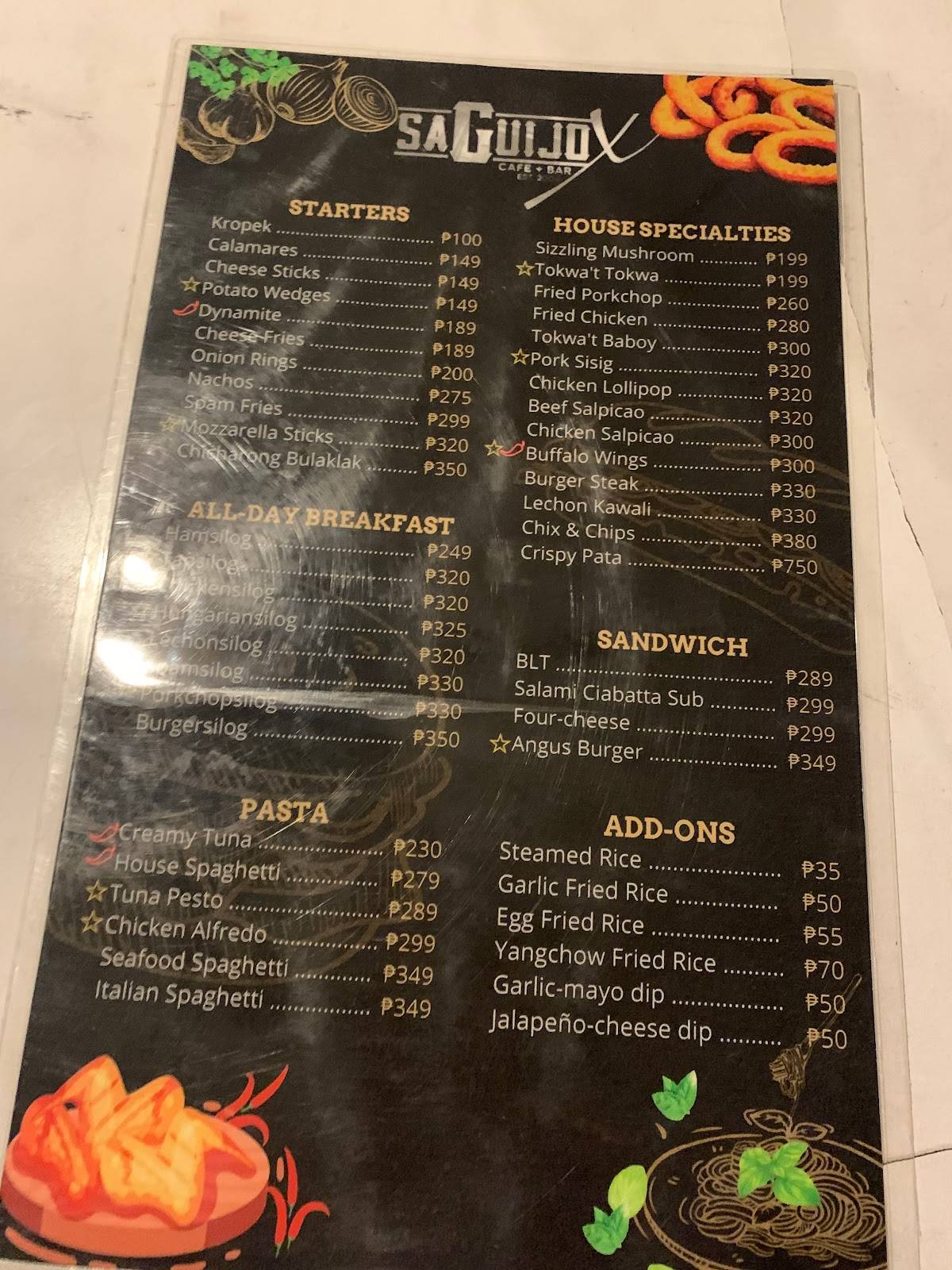 Menu at SaGuijo Cafe and Bar events, Makati