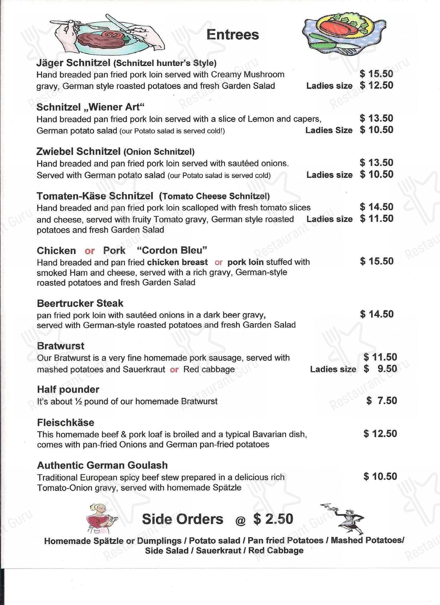 Menu at Schneider's Restaurant and Beer Garden, McAllen