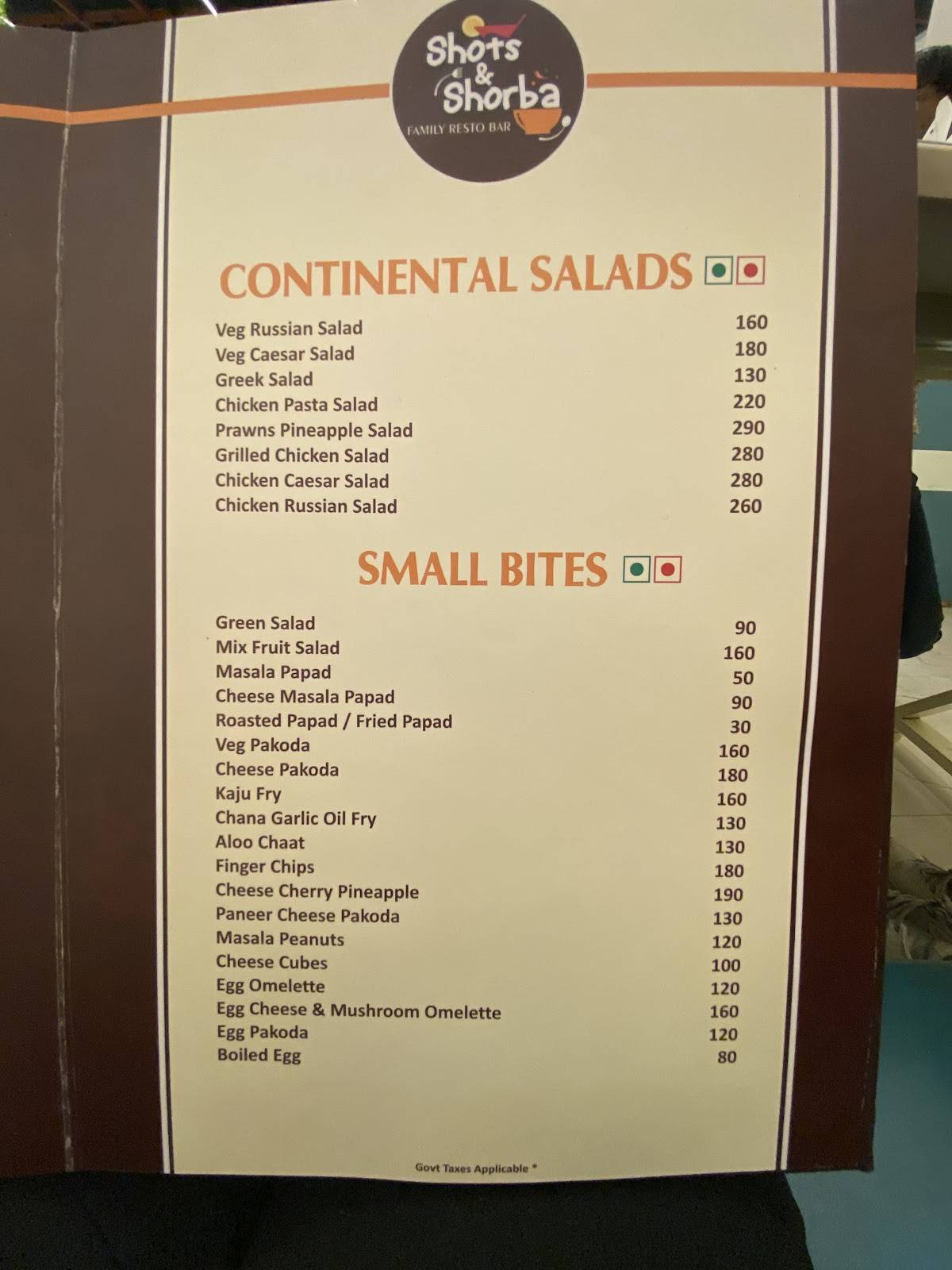 Menu at Shots & Shorba Family Resto Bar, Pune
