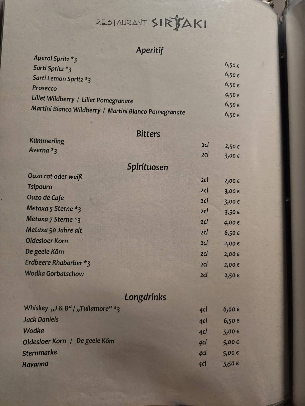 Speisekarte von Restaurant Sirtaki, Bredstedt