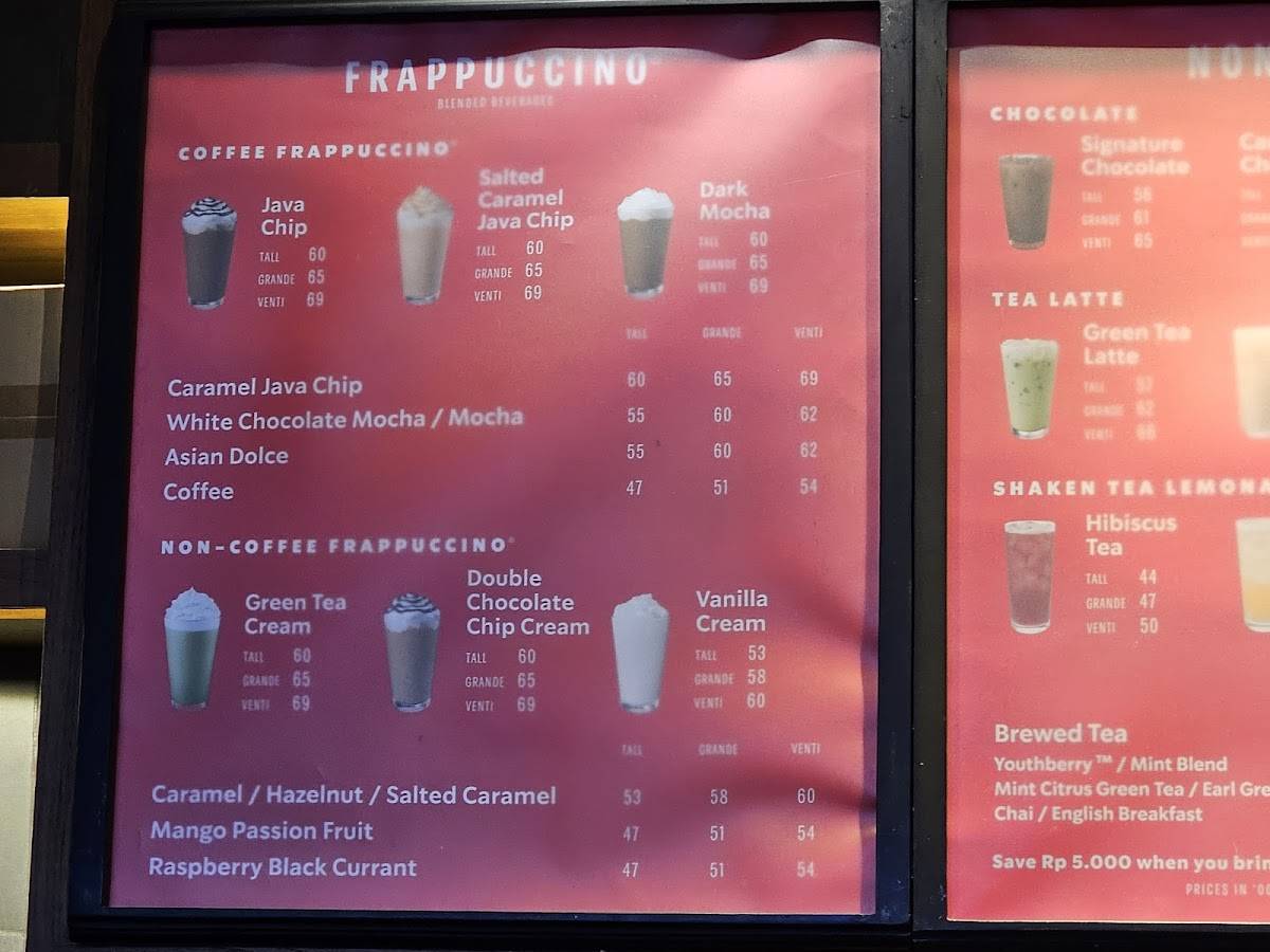 Menu at Starbucks Cilegon Center Mall, Cilegon, X3G9+3W4