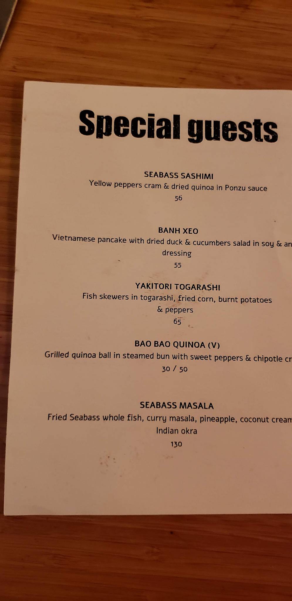 Menu at Station 9 restaurant, Jerusalem