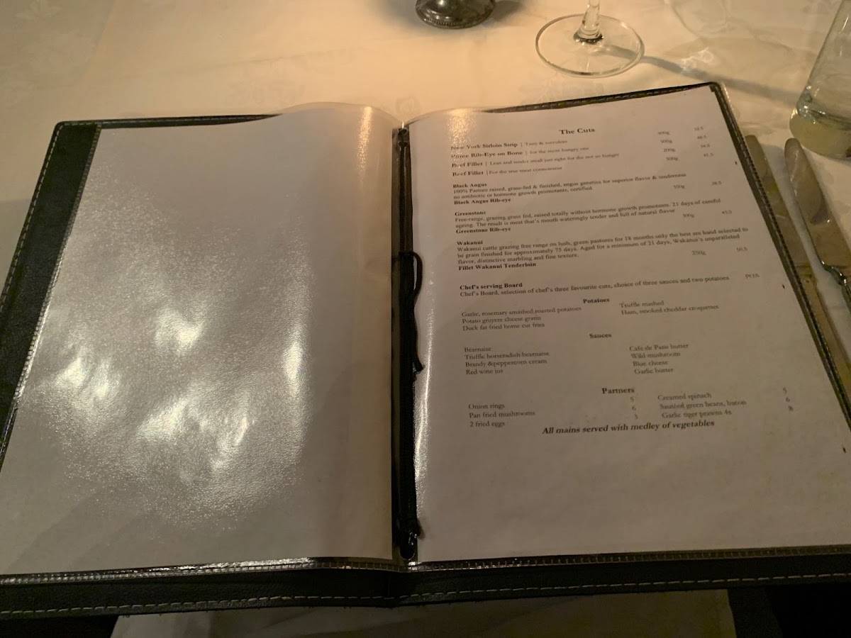 Menu at Steak @ Customs House steakhouse, Timaru