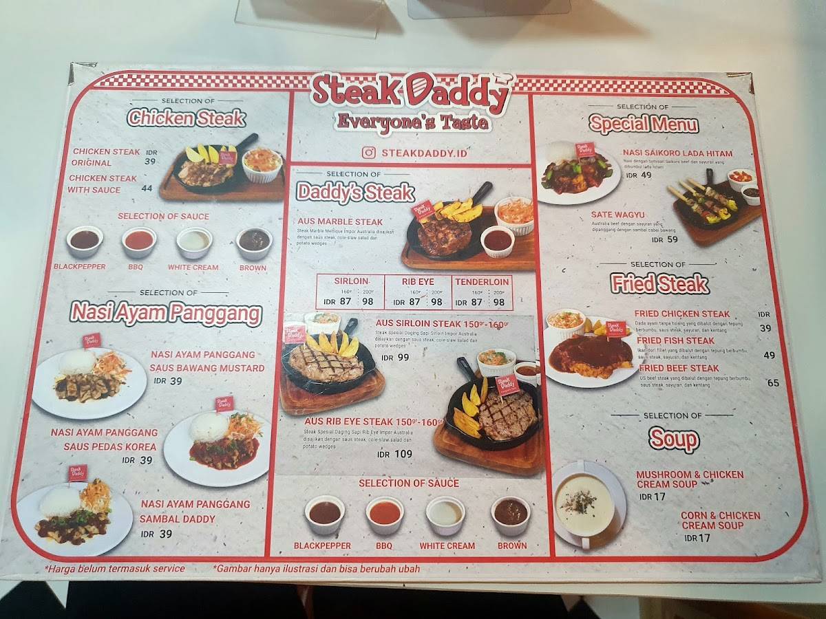 Menu at Steak Daddy - Mall Ciputra Jakarta restaurant, West Jakarta