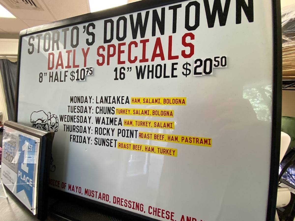 Menu at Storto's Deli & Sandwich Shoppe restaurant, Honolulu, 841 ...