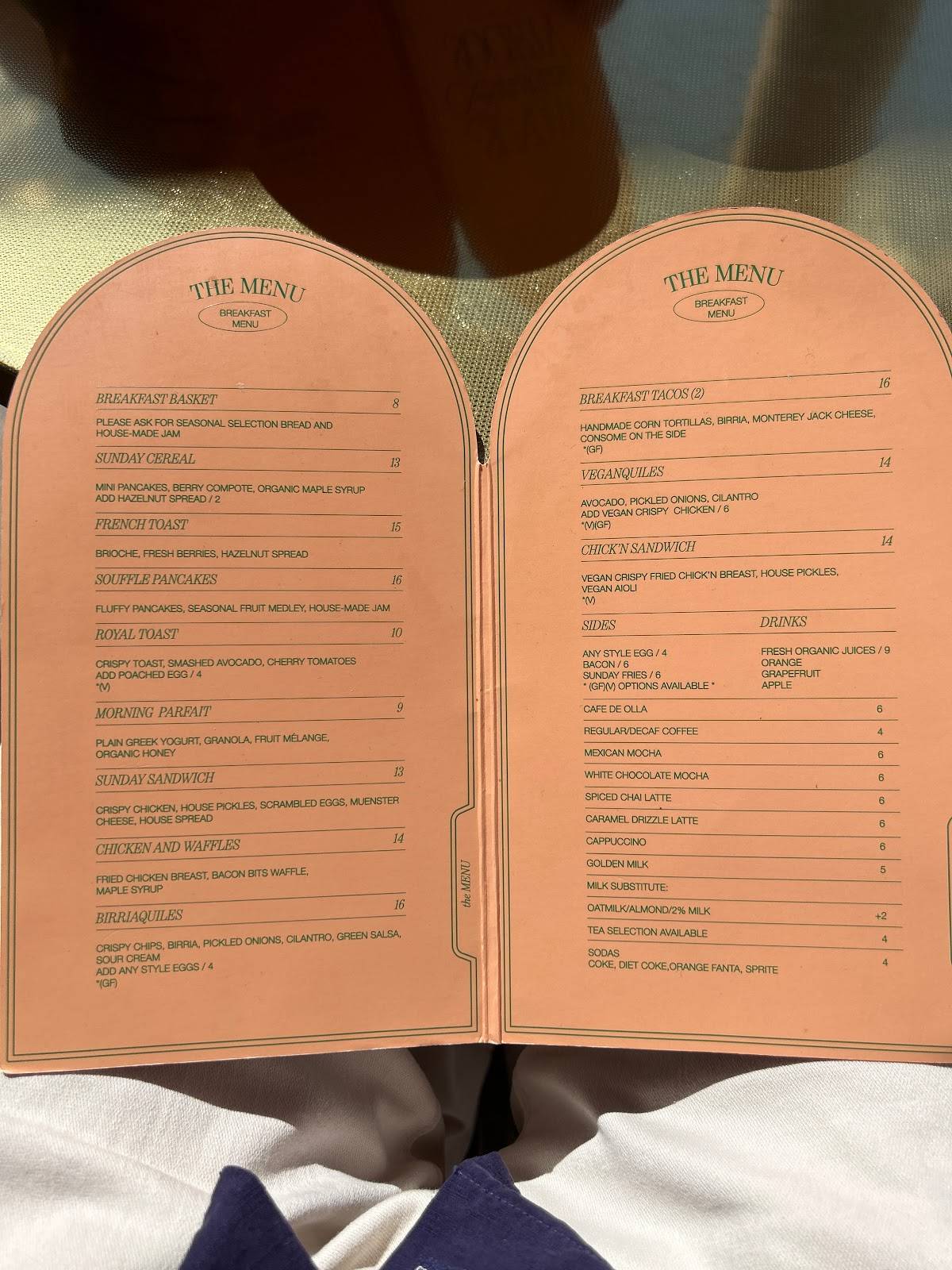 Menu at Sunday Breakfast Society restaurant, Chula Vista