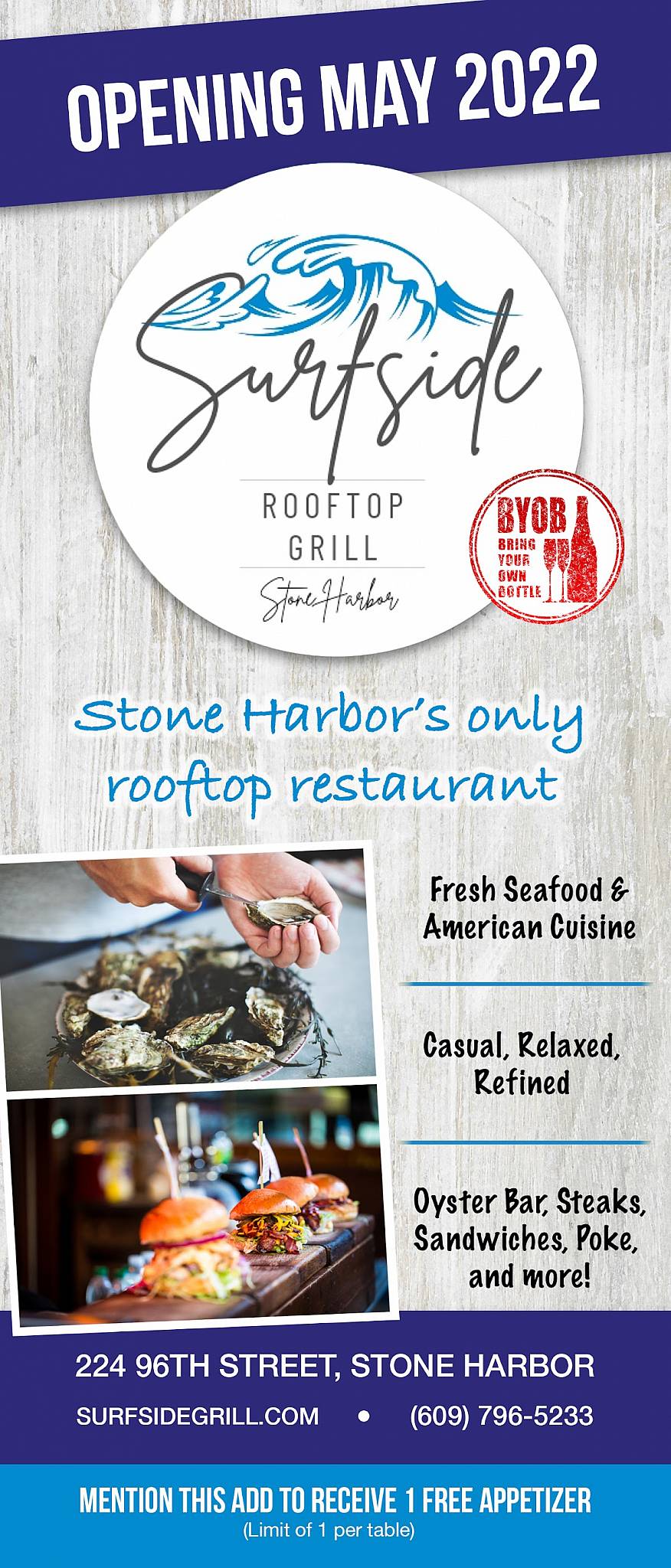 Menu at Surfside Rooftop Grill restaurant, Stone Harbor