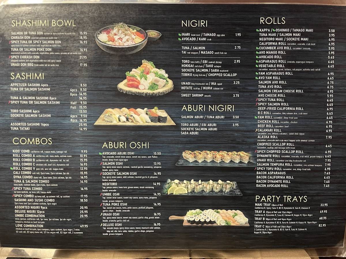 Menu at Sushi Umibe restaurant, Maple Ridge, 207 St