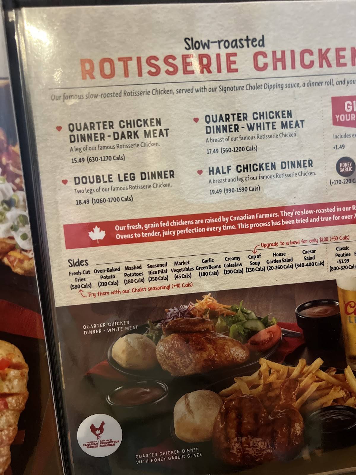 Menu at Swiss Chalet restaurant, Barrie, 397 Bayfield St