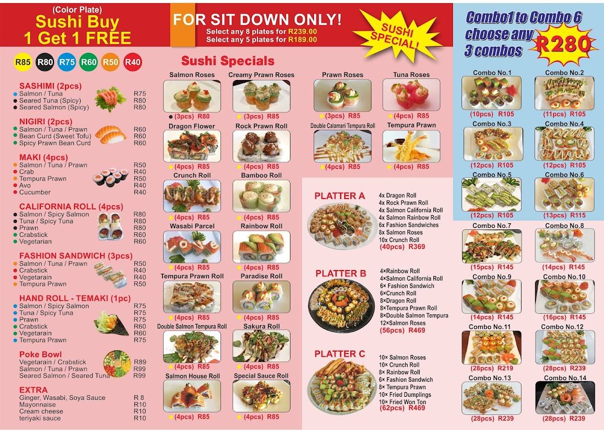 Menu at Taishan Restaurant The Sanctuary Mall (Somerset West), Cape Town
