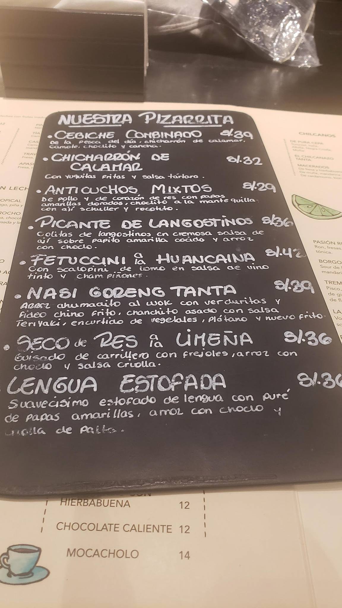 Carta del restaurante Tanta, Jesus Maria, Av. Gral. Salaverry 2370