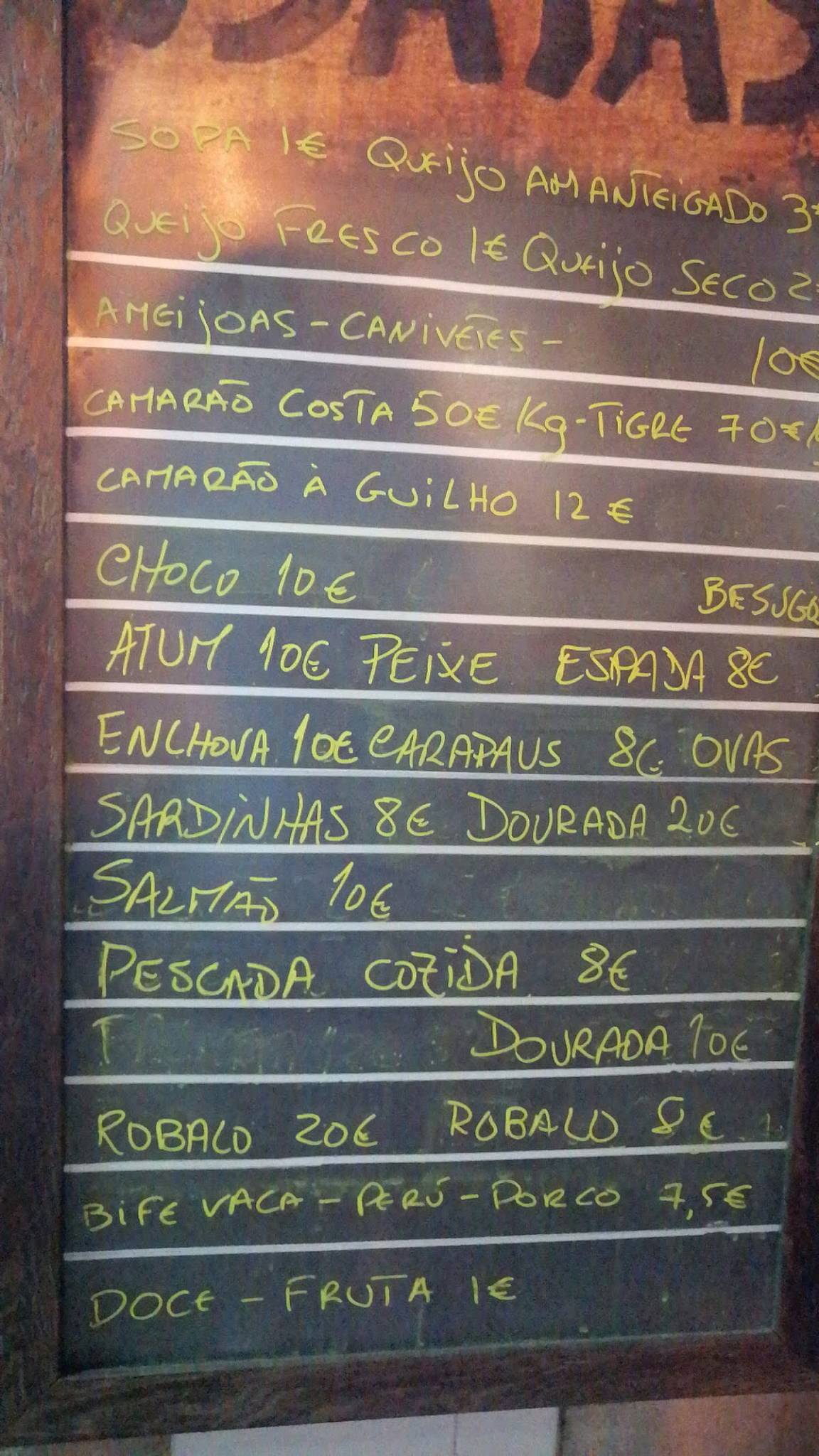Menu em Tasca Do Isaías restaurante, Sesimbra