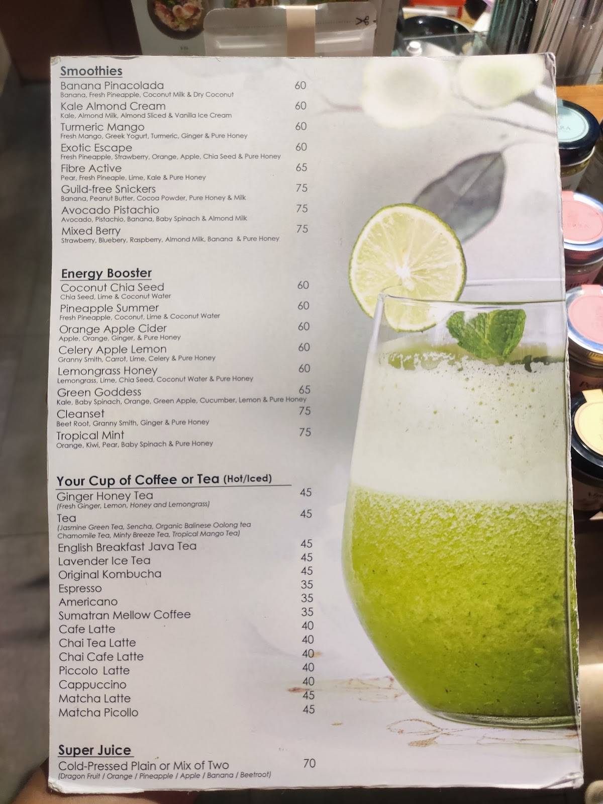 Menu at Terra Senopati restaurant, Jakarta, Jl. Suryo No.32