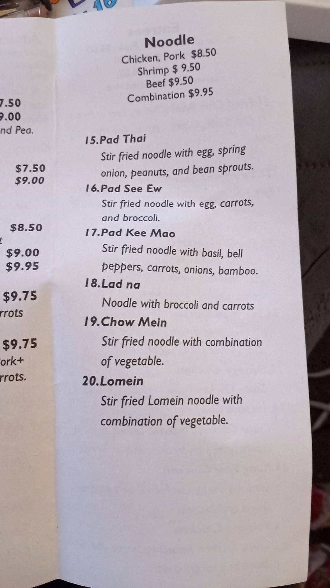 Menu at Thai Taste Thai & Chinese Restaurant, Roland