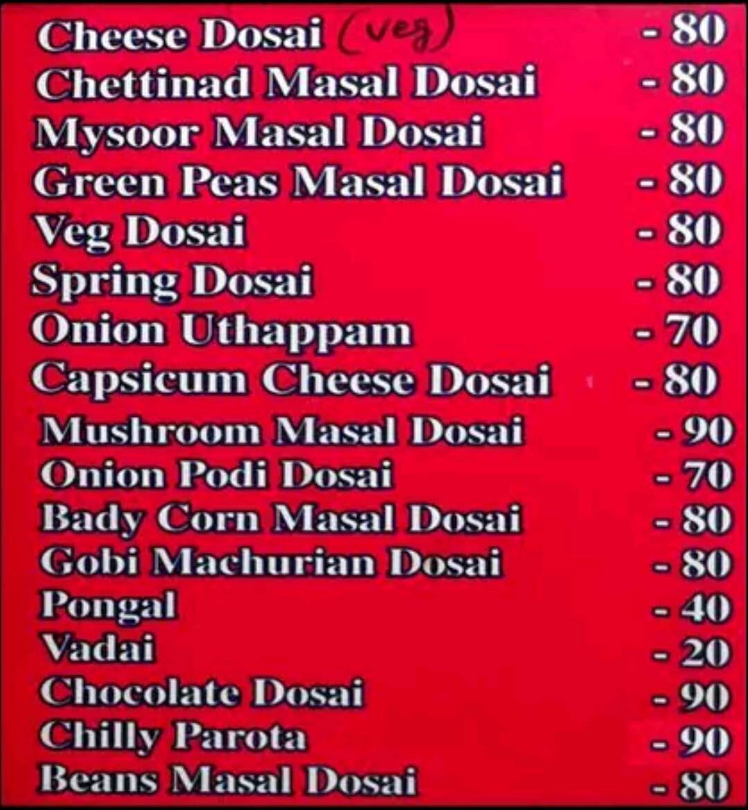 Menu at Kannappa Thattu Idly, Chennai, 1