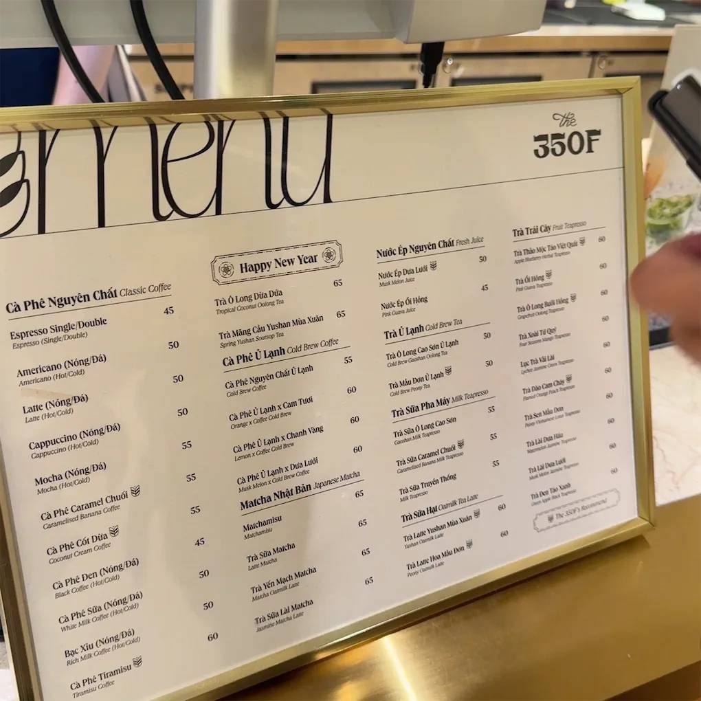 Menu at The 350F Dessert & More restaurant, Ho Chi Minh City