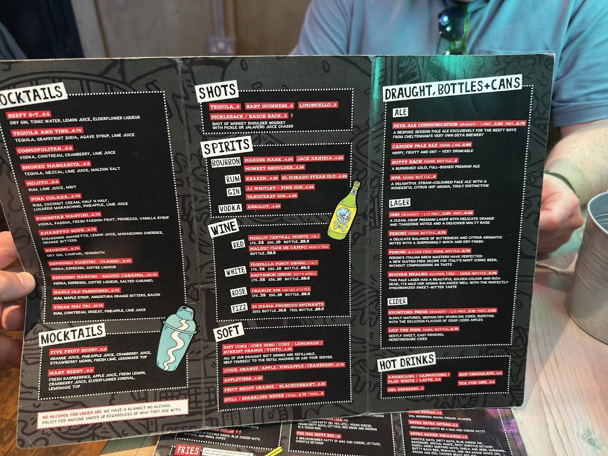 Menu at The Beefy Boys restaurant, Cheltenham