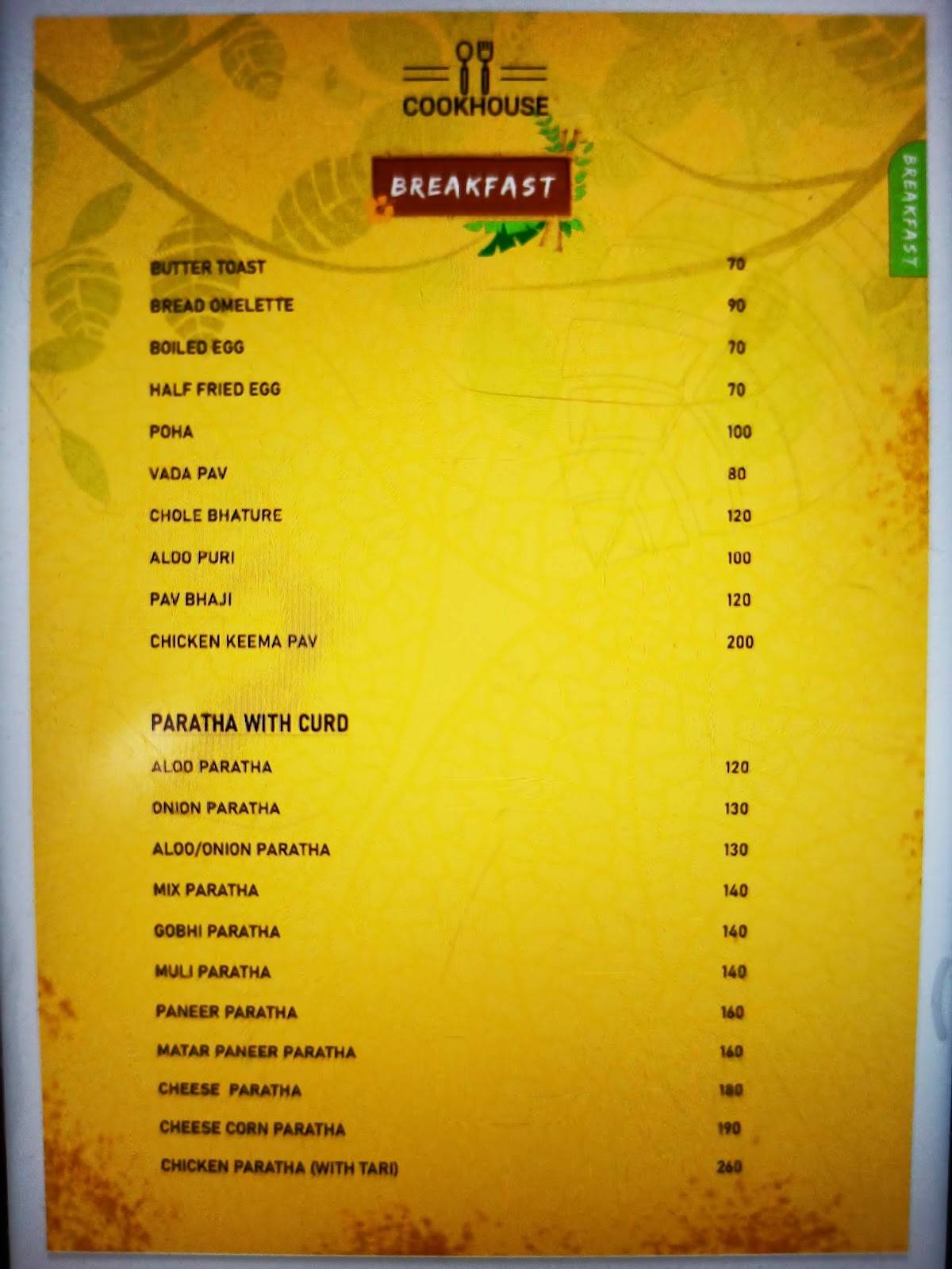 Menu at The Cook House - Roorkee's Finest Dining Destination, Roorkee