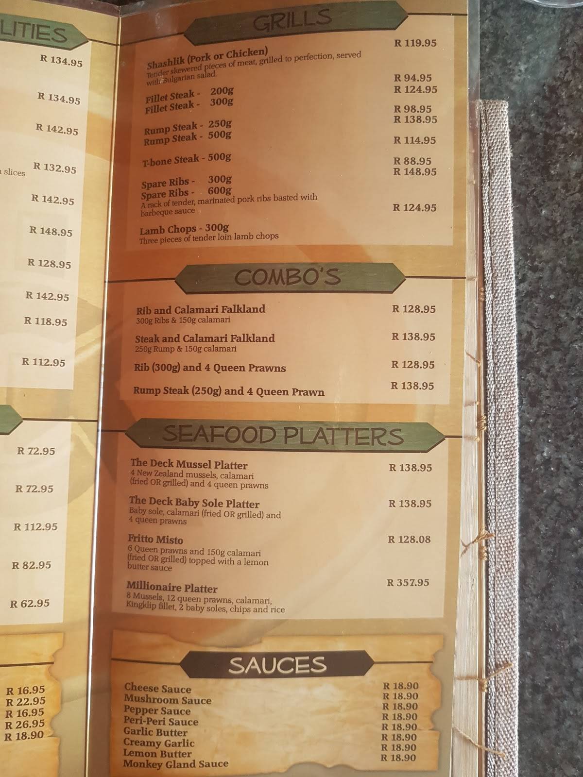 Menu at The Deck Restaurant, Rustenburg, R24 Hempton rd