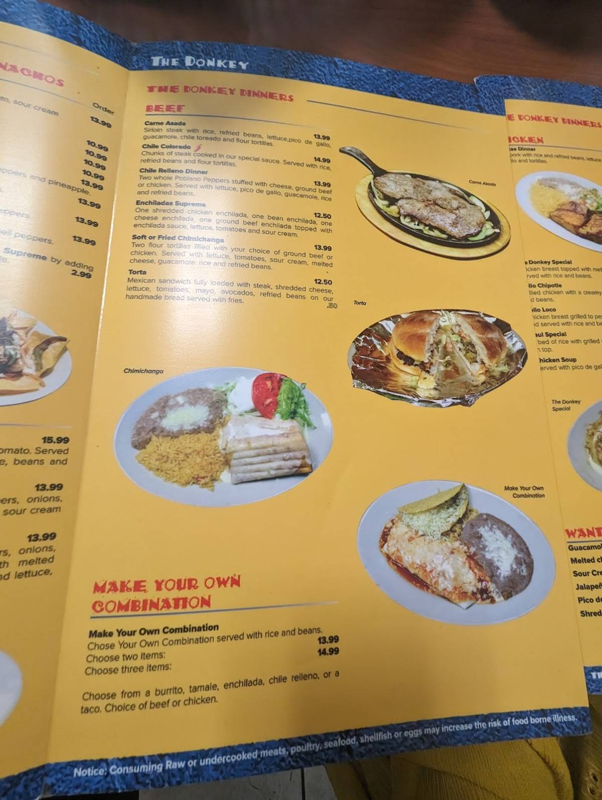 Menu at The Donkey Mexican Restaurant, Carrollton
