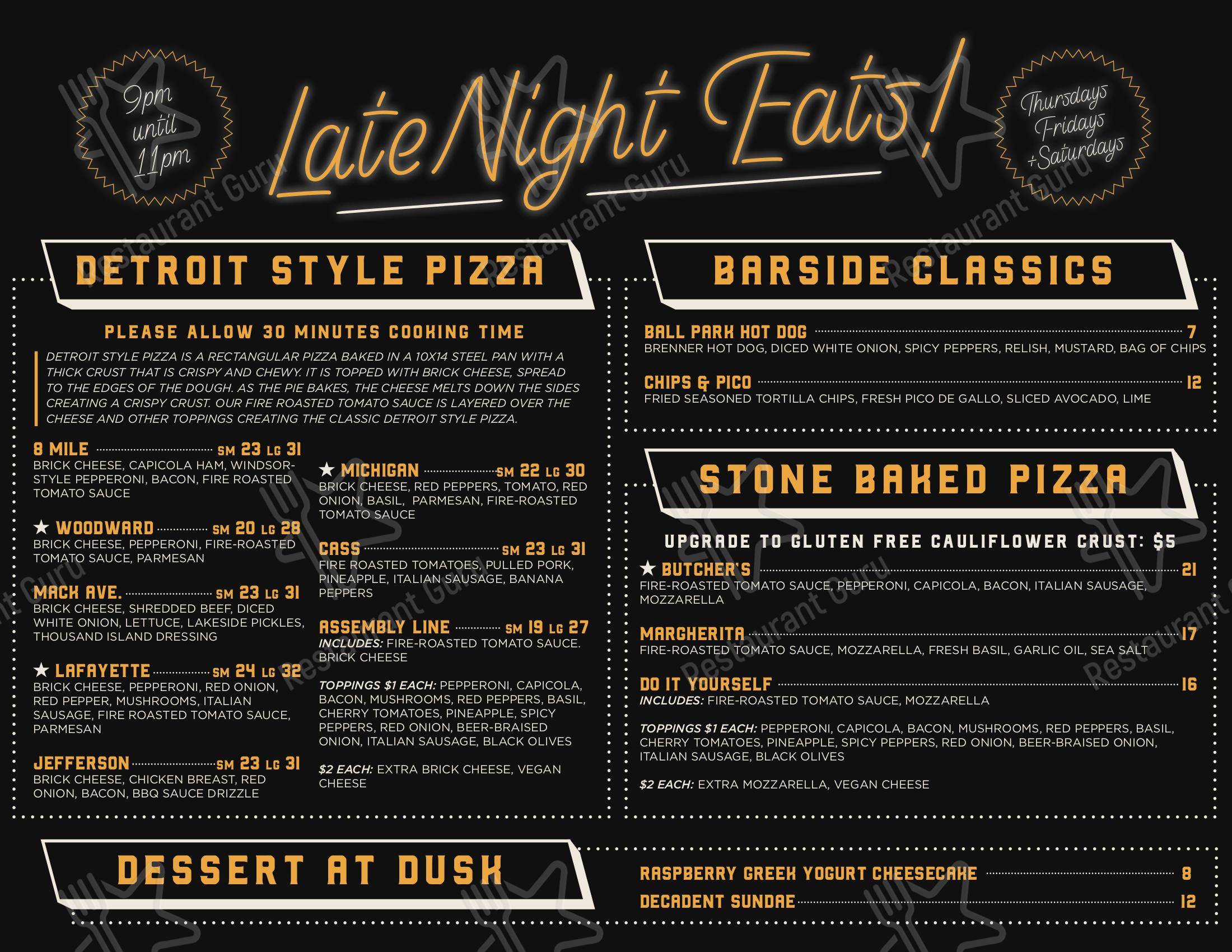 Menu at The Grove Brewing Company pub & bar, Kingsville