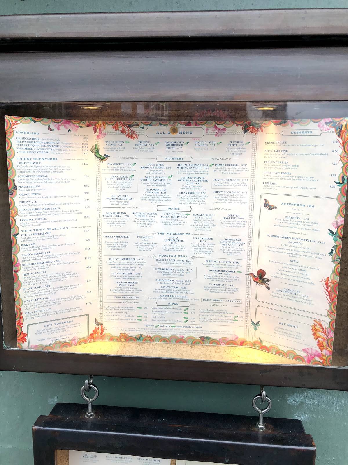 Menu at The Ivy Cobham Garden restaurant, Cobham