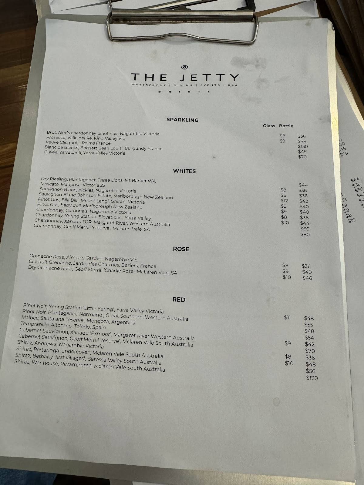 Menu at The Jetty restaurant, Ho Chi Minh City