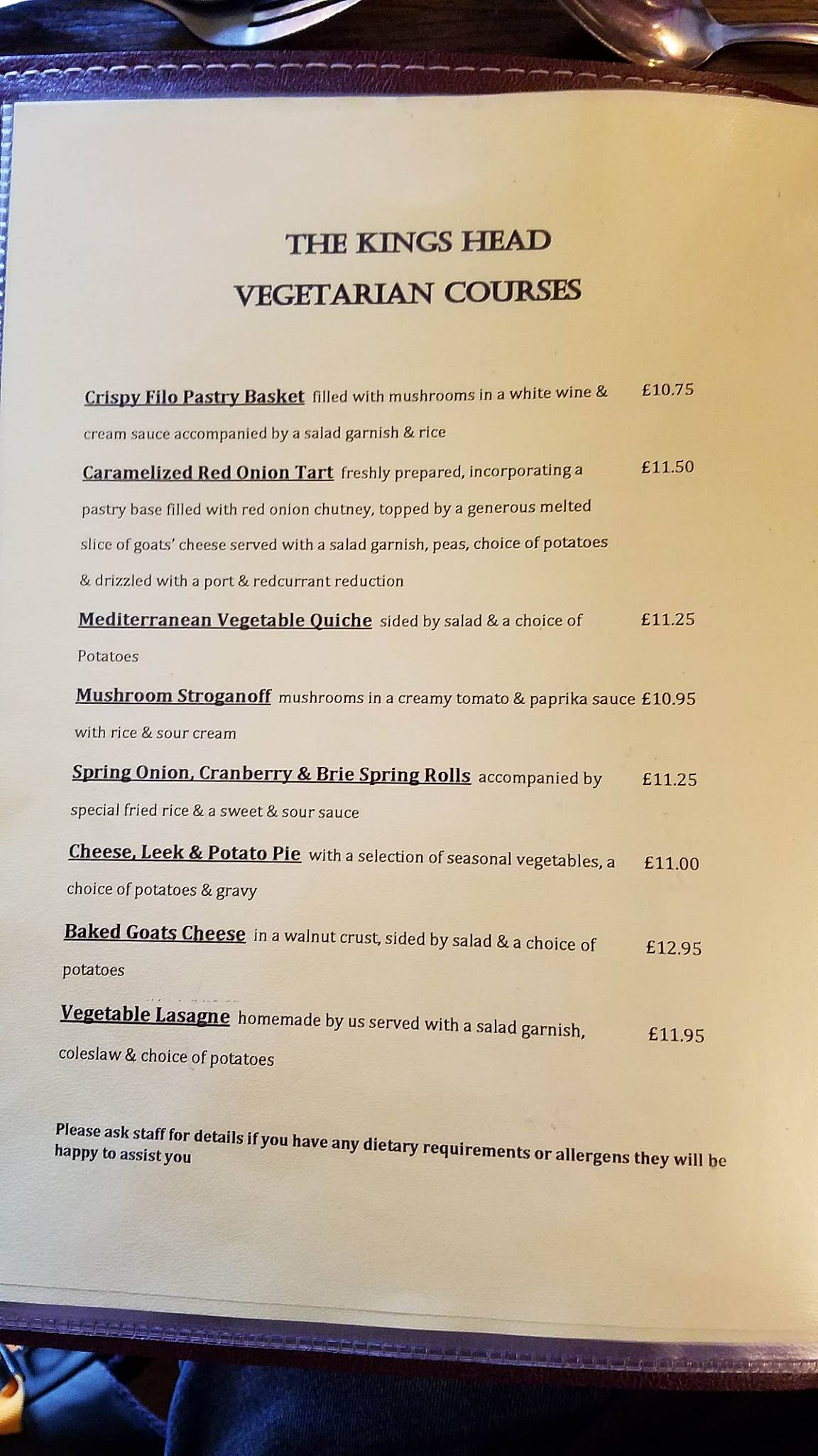 Menu at The Kings Head pub & bar, Hailsham
