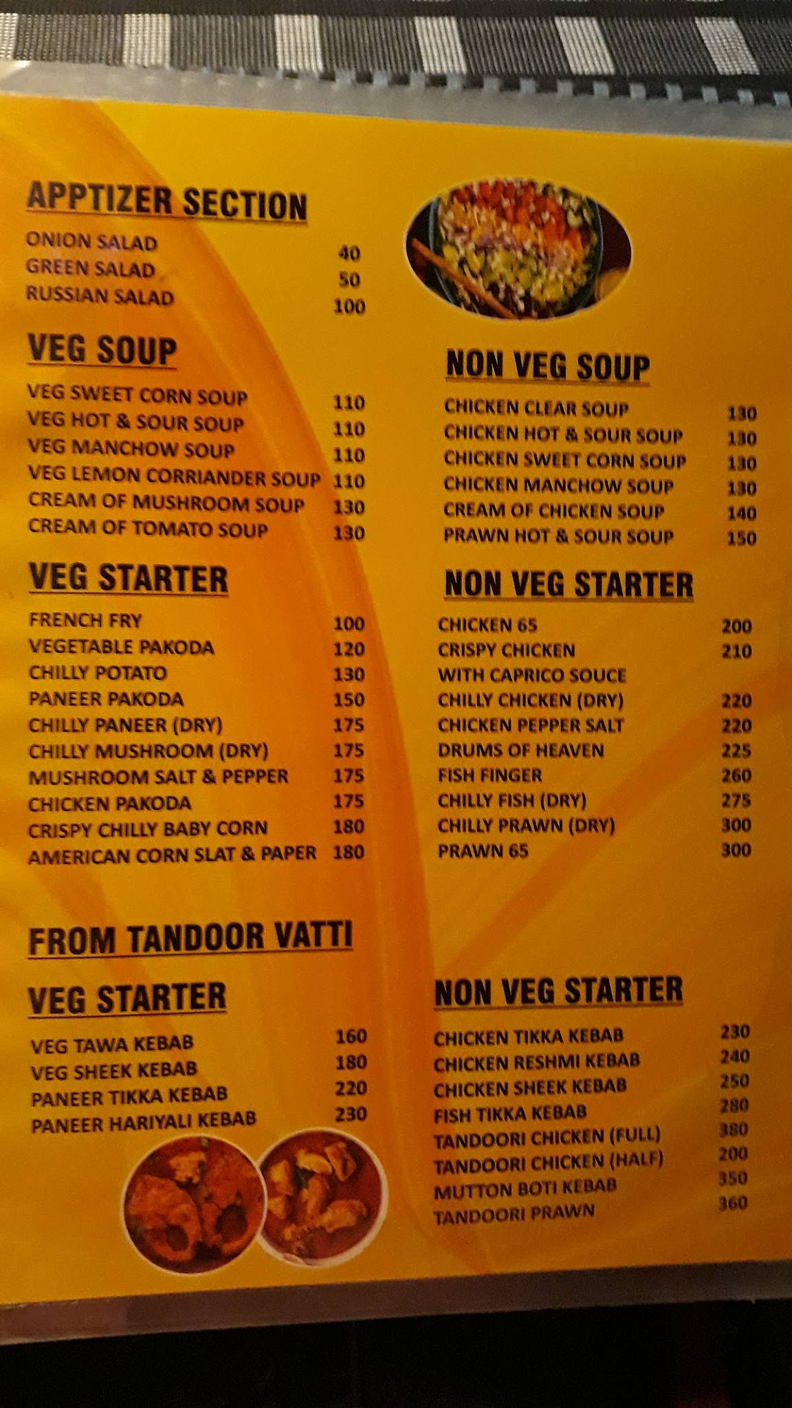 Menu at The Legend, Durgapur