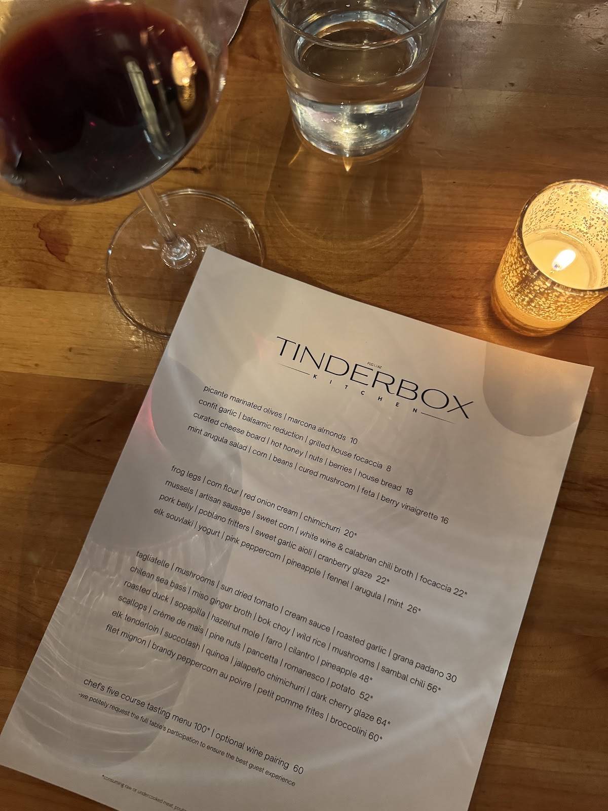 Menu at Tinderbox Kitchen restaurant, Flagstaff, 34 S San Francisco St