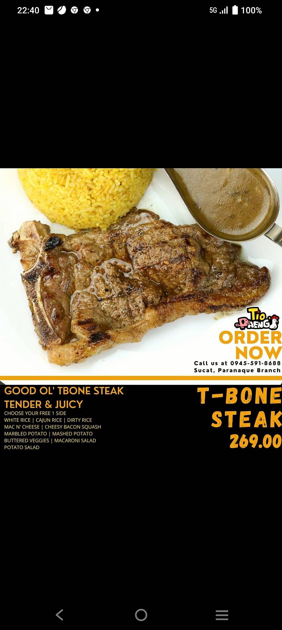 Menu at Tio Paeng's Paranaque restaurant, Parañaque
