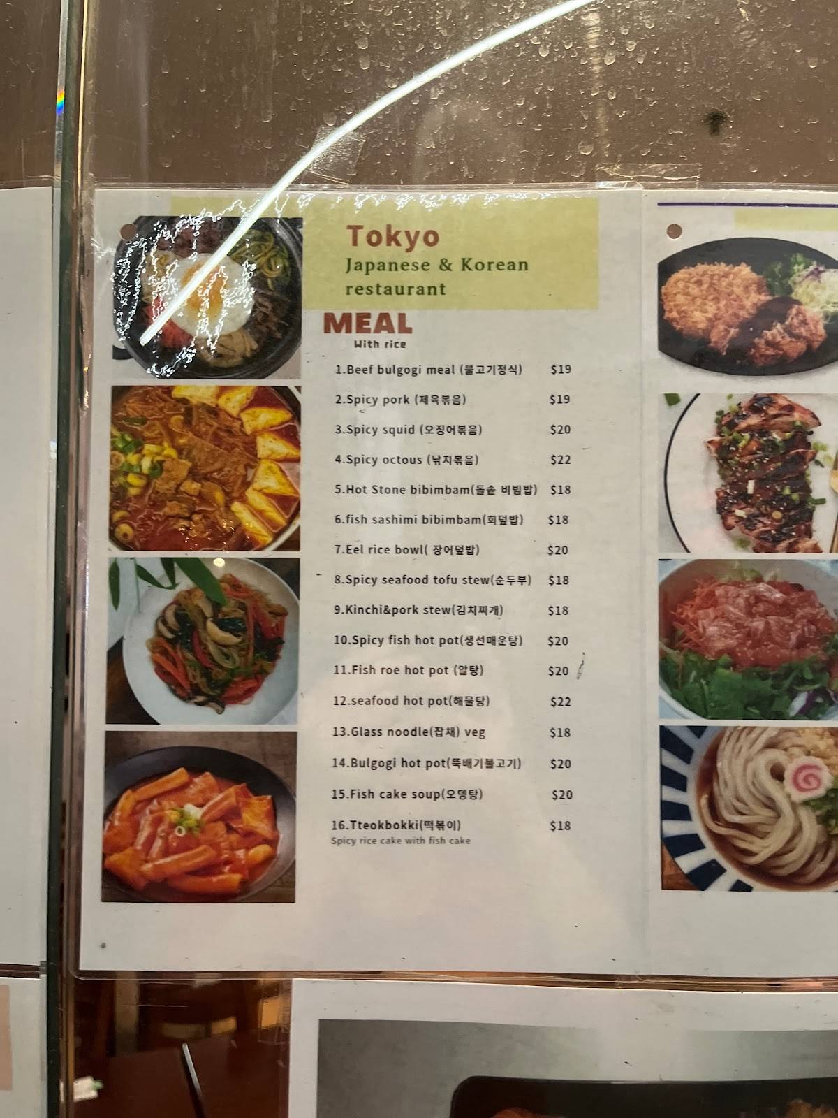 Menu at Tokyo Japanese Restaurant, Parramatta
