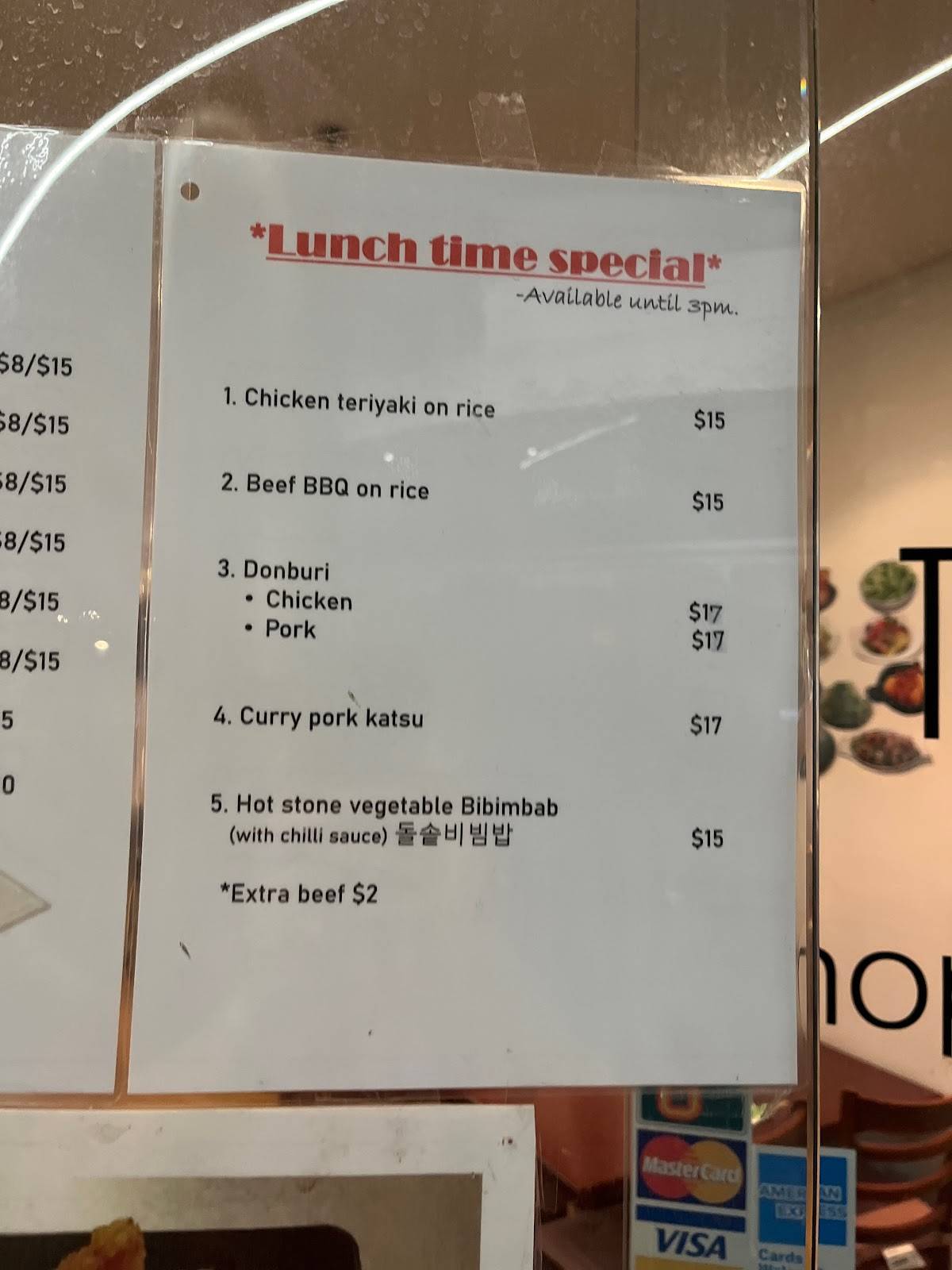 Menu at Tokyo Japanese Restaurant, Parramatta