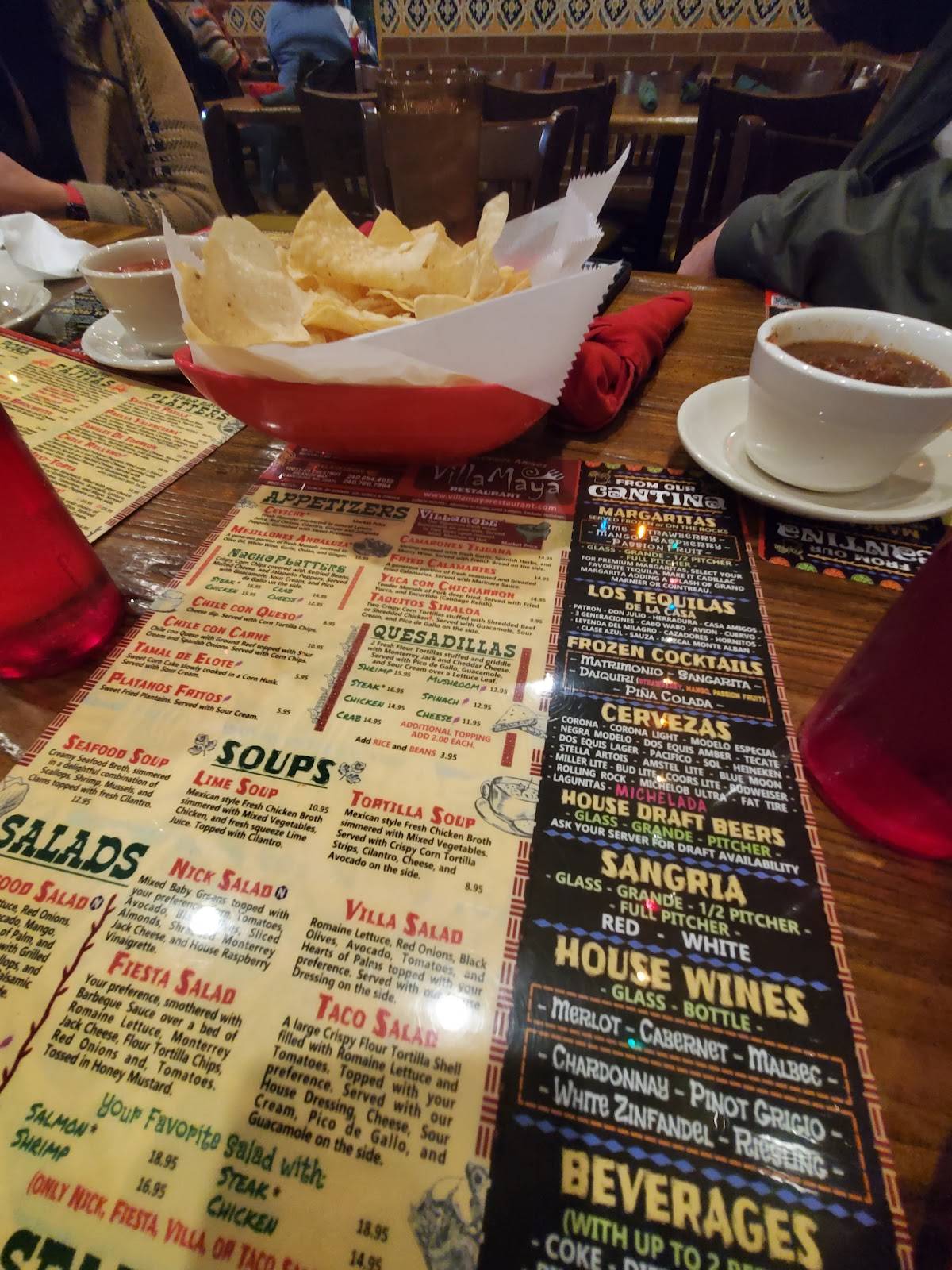 Menu at Villa Maya restaurant, Clarksburg