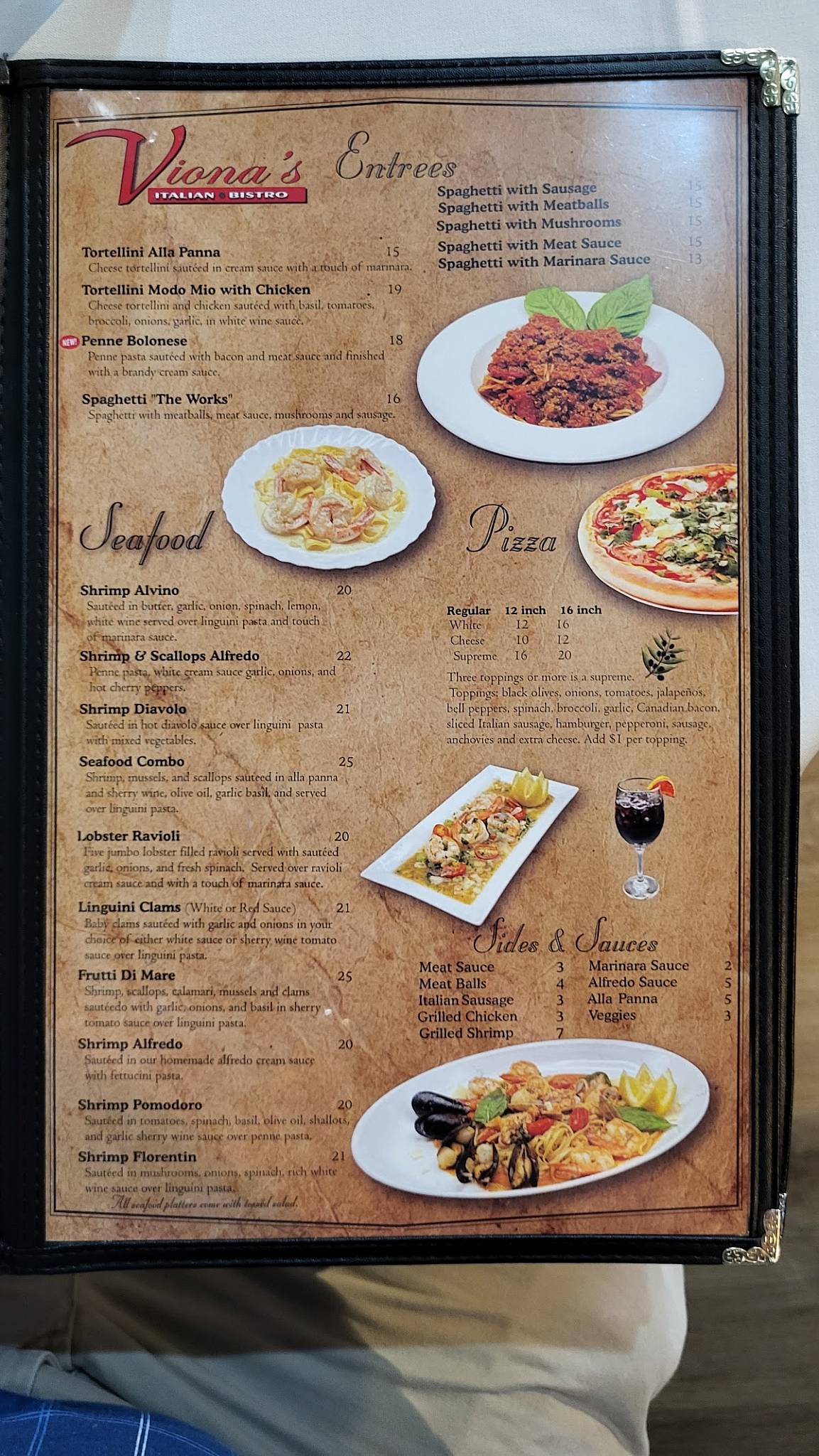 Menu at Viona’s Italian Bistro restaurant, Overland Park