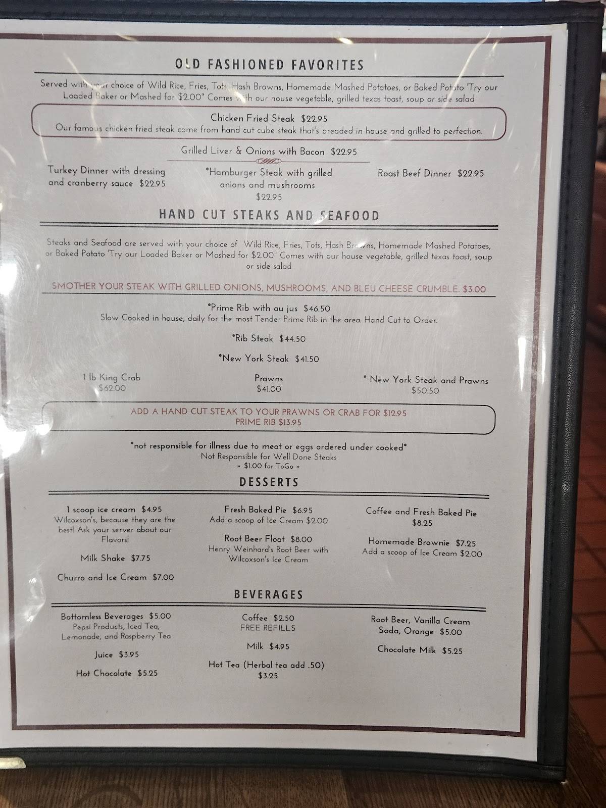 Menu at Western Empire Emporium restaurant, Billings