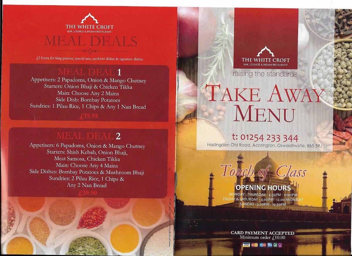 Menu at Whitecroft Indian Bar & Restaurant, Accrington