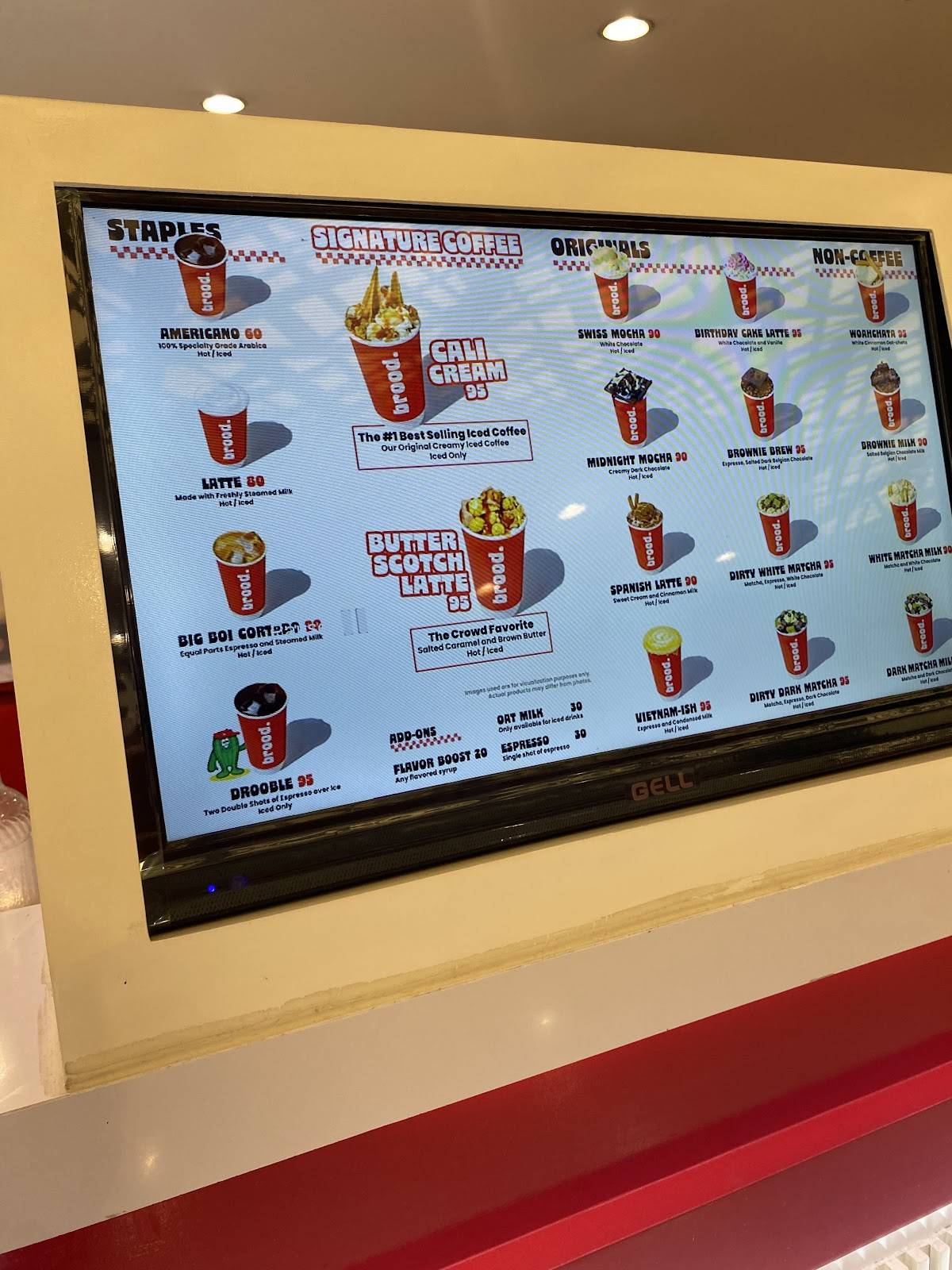 Menu at brood. Coffee - Robinsons Galleria, Quezon City
