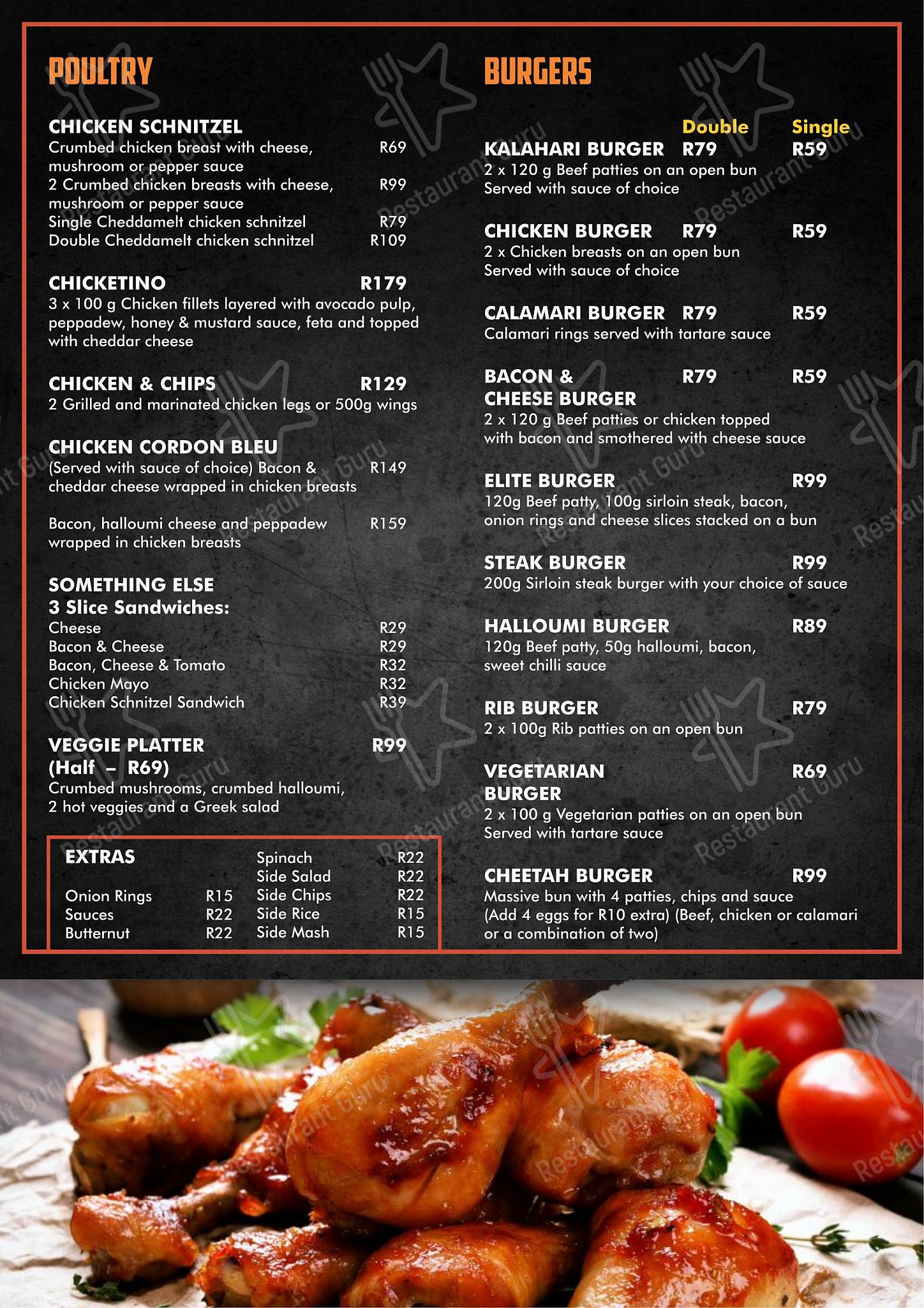 Menu at Kalahari.fish restaurant, Bloemfontein