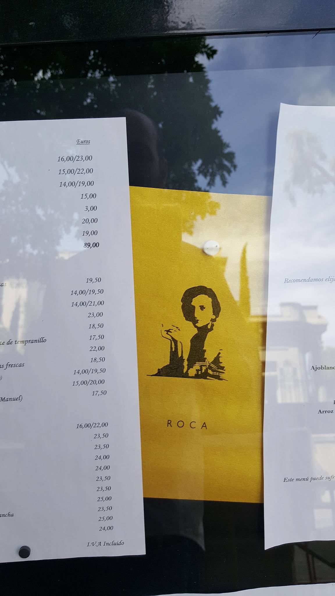 Carta de Restaurante Amparito Roca, Madrid, Calle Juan Bravo