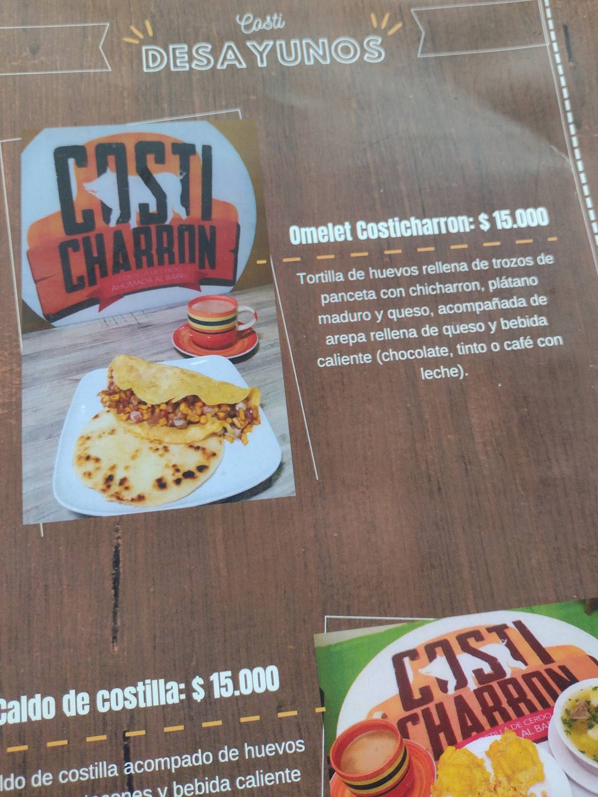Carta de Restaurante Costicharron Sede Carvajal, Bogotá