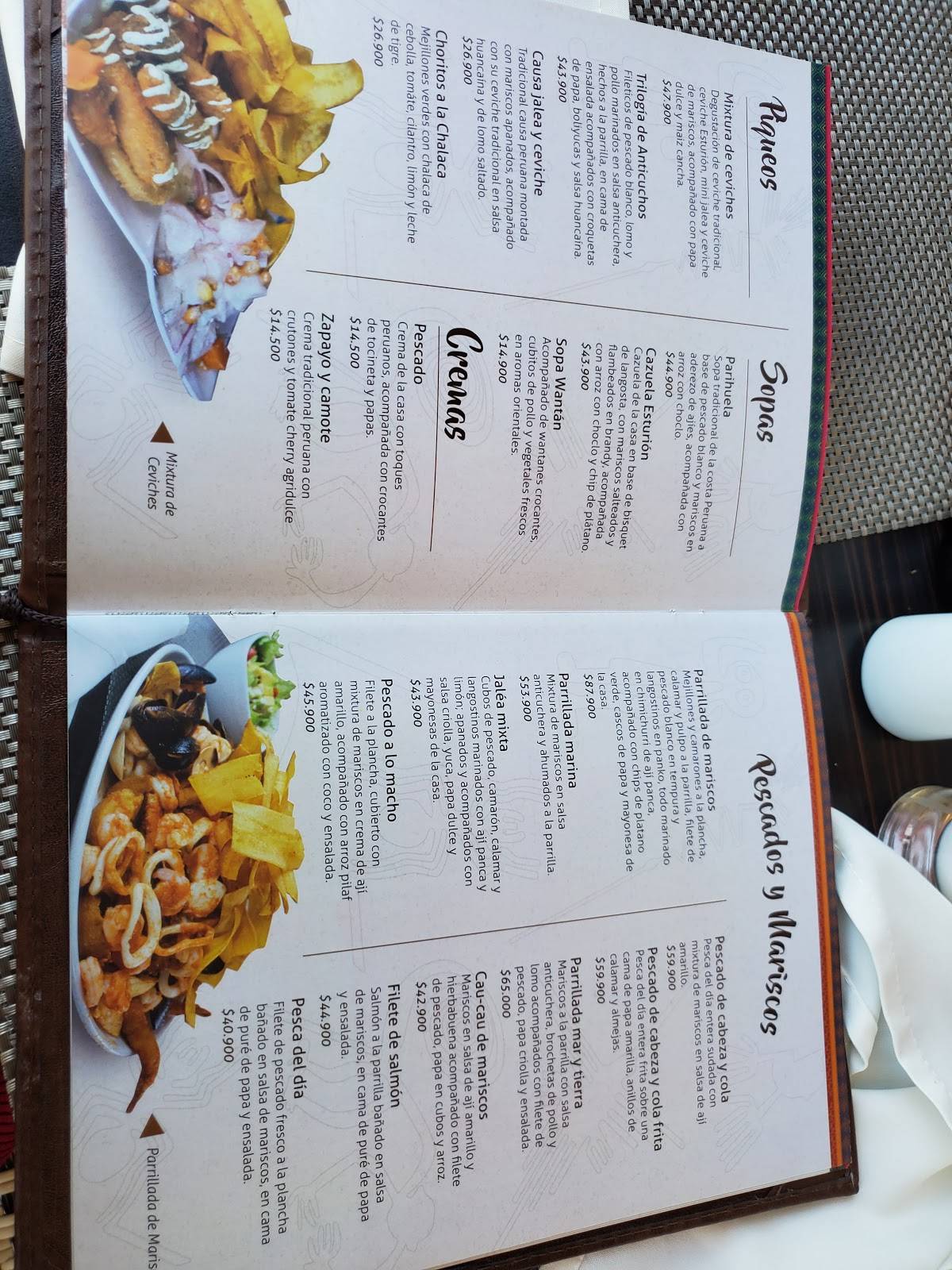Carta de Restaurante El Esturión, Bogotá